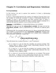 Chapter 9 Correlation And Regression Solutions Docx Chapter 9 Correlation And Regression