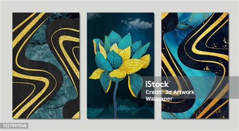 벽에 대한 3d 프레임 구름과 황금과 청록색 꽃 어두운 배경 수지 지오데와 추상 미술 수채화 지오드 페인팅과 같은 기능예술