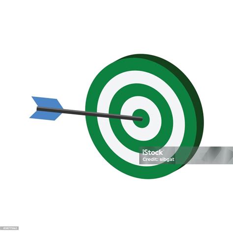 화살표 타격 대상 기호입니다 평면 아이소메트릭 아이콘입니다 웹 디자인 Ui 모바일 애플 리 케이 션 Infographic 위한 3d 스타일 그림 3차원 형태에 대한 스톡