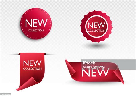 새 컬렉션 태그입니다 벡터 배지 및 레이블입니다 종이 리본 3차원 형태에 대한 스톡 벡터 아트 및 기타 이미지 3차원 형태 기 디자인 Istock