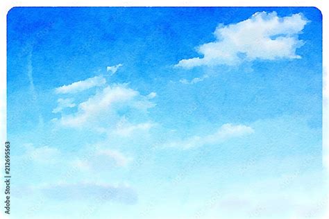 Watercolour Blue Sky With Clouds Stock Illustration Adobe Stock