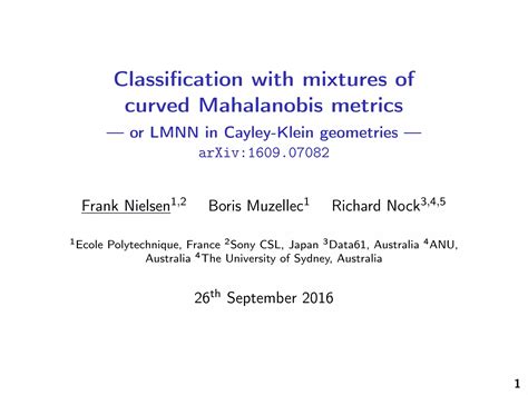 classification with mixtures of curved mahalanobis metrics ppt