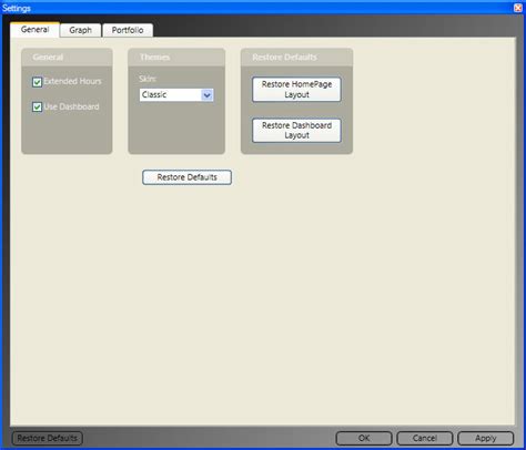 Program Settings Window