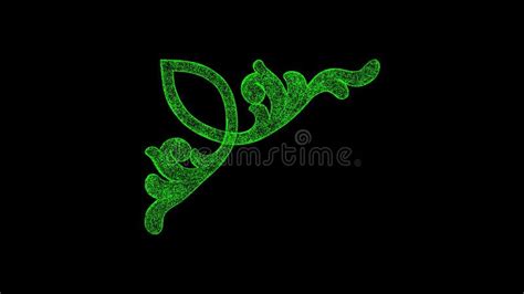 3d Beautiful Pattern On Black Background Object Dissolved Green Flickering Particles Science