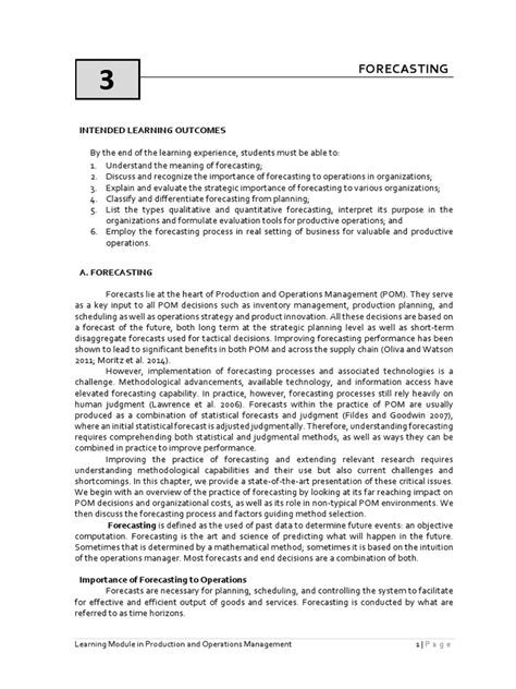 Chapter 3 Forecasting Pdf Forecasting Sales