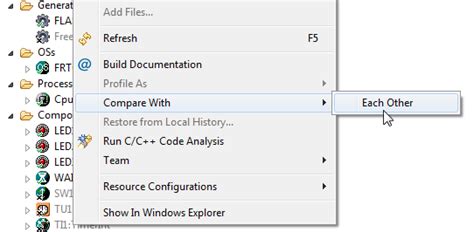 Compare External Files In Eclipse MCU On Eclipse