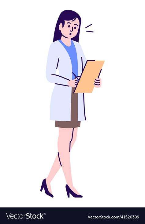 Surprised Female Laboratory Worker Semi Flat Rgb Vector Image