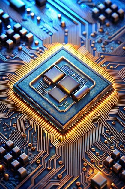 Hyperrealistic Photograph Of A Computer Microchip Surface Intricate