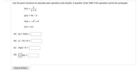 Solved Use The Given Functions To Calculate Each Operation Chegg