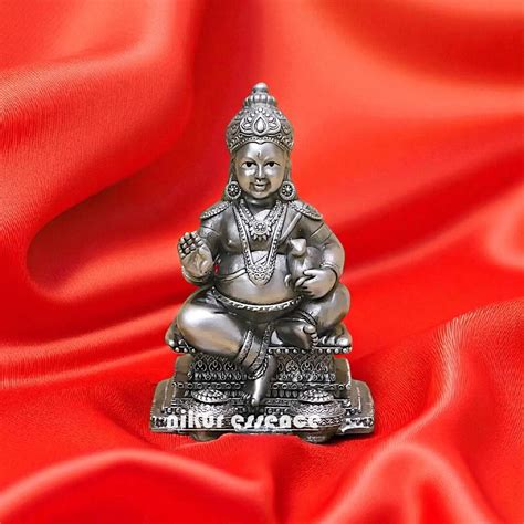 Pure Silver Kubera Idol Housewarming Dhan K Devta Silver For Puja