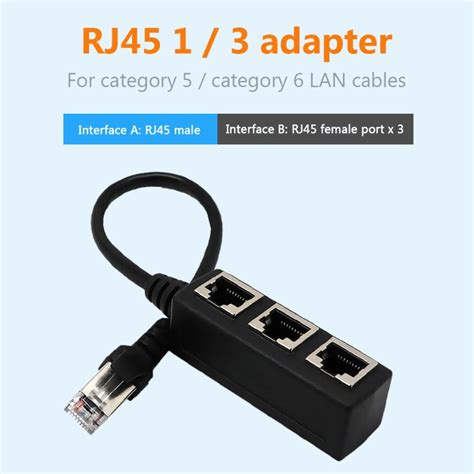 Rj45 Ethernet Splitter Cable Male To 3 Female Swit Grandado