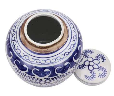 Blue And White Climbing Vine Motif Ming Jar Vases And Temple Jars