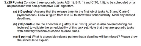 solved 3 25 points consider three sporadic tasks a 6 1 b 4 1 and