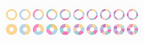 Premium Vector Piechart With Section And Slices Set Circle Graph Schemes Circular Structure