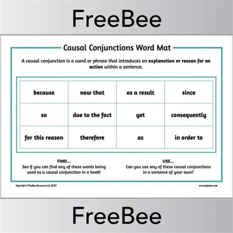 Causal Conjunctions Word Mat Words Conjunctions Sentences