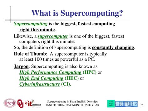 Ppt Supercomputing In Plain English Overview What The Heck Is
