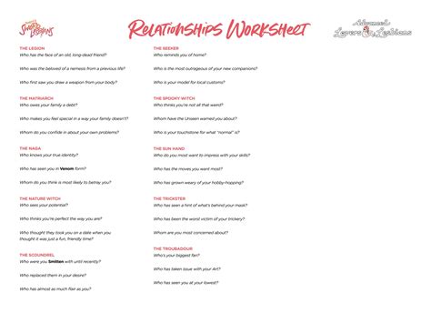 Thirsty Sword Lesbians Tslall Relationship Questions And Gm Moves Worksheets Library