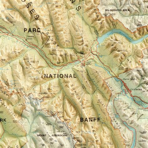 Banff Yoho And Kootenay National Parks Topographic Map Visual Wall