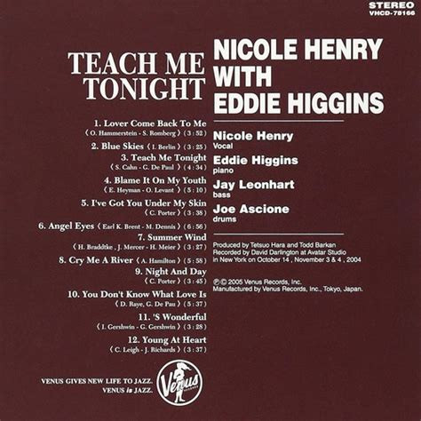 New Cd Nicole Henry Eddie Higgins Teach Me Tonight From Japan