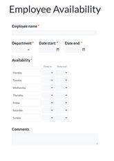 Employee Availability Form Template Formsite