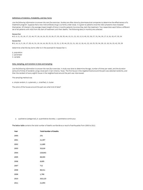 Practice Exercise Unit 1 Pdf Sampling Statistics Mean