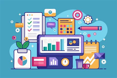 A Vibrant Workspace Displays Analysis Charts Checklists And