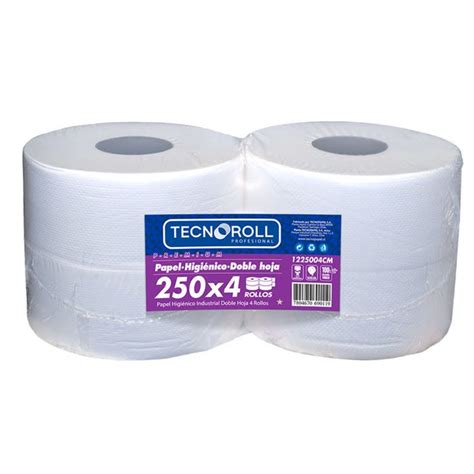 Papel HigiÉnico Tecnoroll Alto Metraje Doble Hoja 4 Rollos 250 M 1 Paquete
