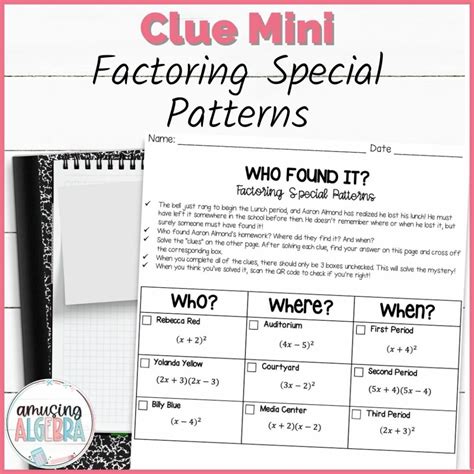Factoring Quadratics Special Patterns Worksheet