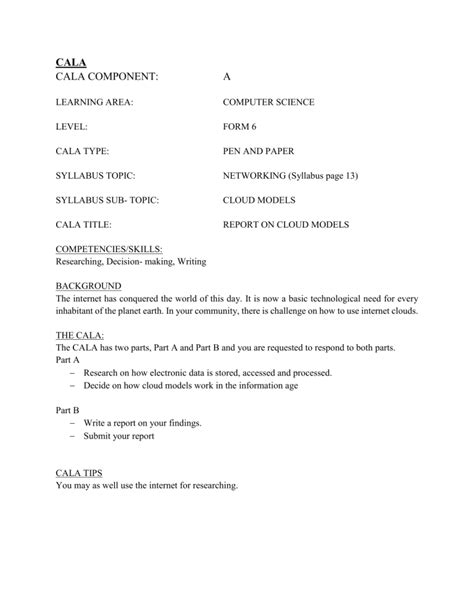 Cloud Models Cala Guide