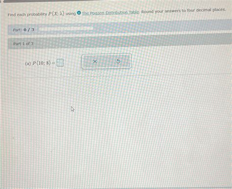 Solved Find each probability P x λ using The Poisson Chegg