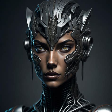 Premium Ai Image Young Android Head Robot Nice Woman