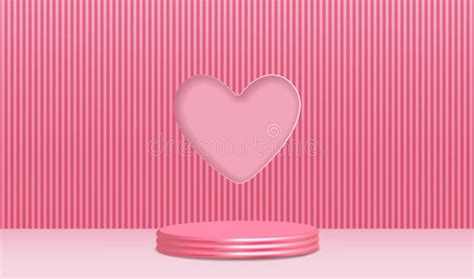 Theater Stage With Round Podium And Pink Heart Stock Vector Illustration Of Celebration Stand