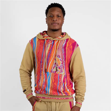 New Coogi Sweater Pieced Hoody In Khaki