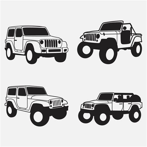 Jeep Silhouette Set 36223498 Vector Art At Vecteezy