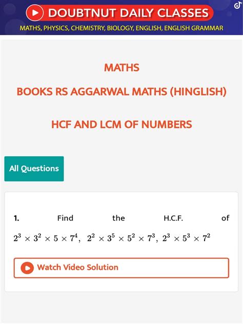 Hcf And Lcm Solution Doubtnut Pdf Elementary Mathematics Number Theory