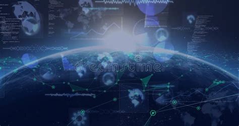 Global Network Connections And Data Processing Animation Over Earth From Space Stock Video