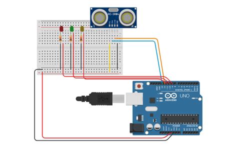 Circuit Design Sensor Proximidade Com Leds Hlb Tinkercad