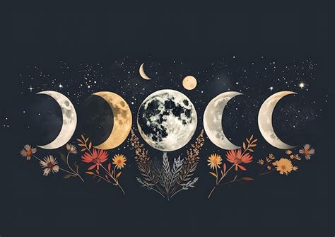 Celestial Dance The Phases Of The Moon Premium Ai Generated Image