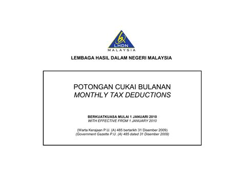 Jadual Pcb 2018 Potongan Cukai Bulanan Wanda Skinner