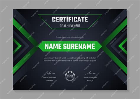 Green Certificate Of Achievement Template Certificate Design For Gaming