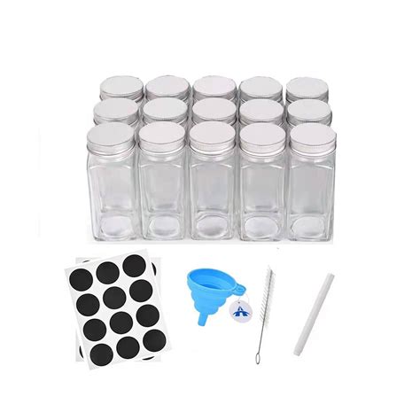 Glass Spice Jars With Lid Pepper Shakers Spice Organizer 15 Piece