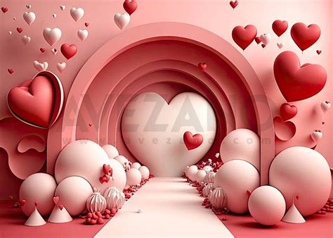 Avezano Pink And White Love Balloon Backdrop For Valentines Day Photo