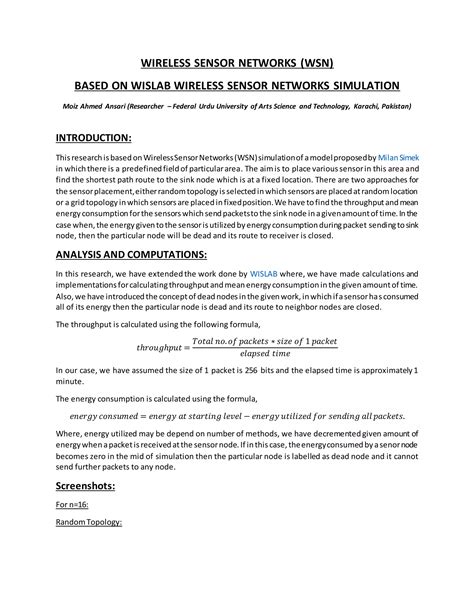 Wireless Sensor Networks Simulation Docx