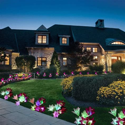 Abui наружные солнечные садовые фонари 3 упаковки с 12 цветами лилии солнечные Цветочные Огни