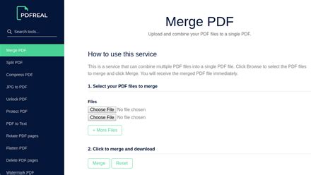 PDF Real Combine And Merge Two Or Multiple PDF Files Into One Online