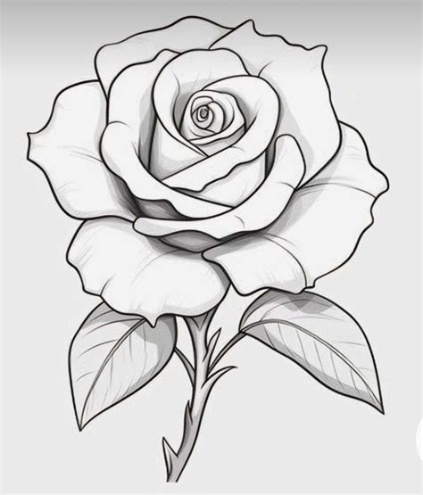 Rose Line Drawing Template Realistic Rose Outline Drawing Free Png