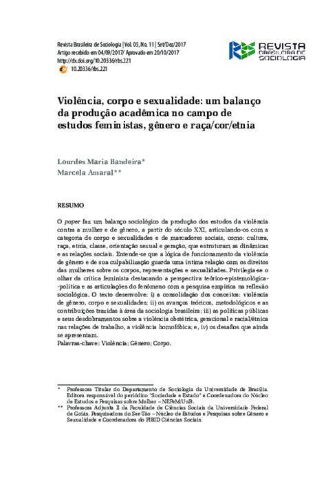 Pdf Violência Corpo E Sexualidade Um Balanço Da Produção Acadêmica