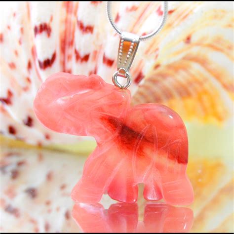 Колие слон от розов ахат Мъдрост и сила Полускъпоценни минерали Кристина Арт бижута от