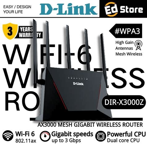 D Link Dir X3000z Ax3000 Mesh Wireless Wifi 6 Gigabit High Power Router Can Mesh With Tm Unifi