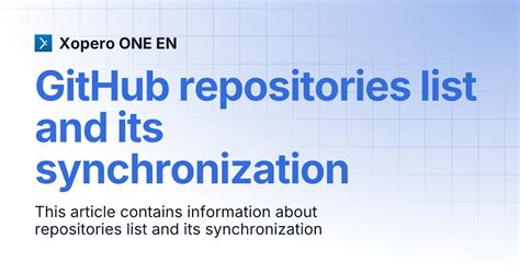Github Repositories List And Its Synchronization Xopero One En